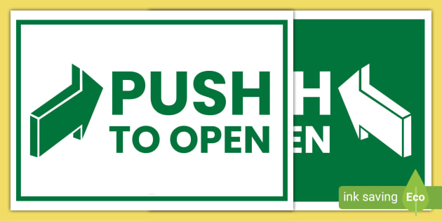 FREE! - Push to Open Door Sign Posters | Display Posters | Twinkl