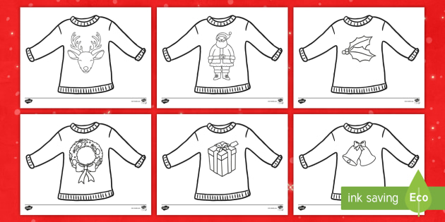 Christmas Sweater Coloring Activity - Printable Coloring Pages