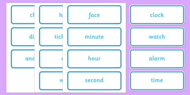 Clock Word Cards (teacher made)