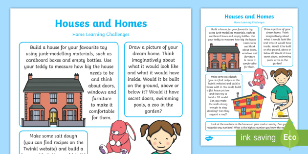 Houses and Homes Home Learning Challenges Nursery FS1