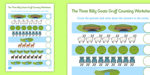 The Three Billy Goats Gruff Counting Sheet (teacher made)