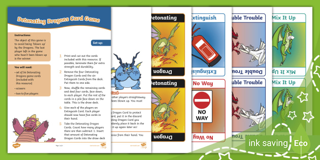 Detonating Dragons Card Game (teacher made)