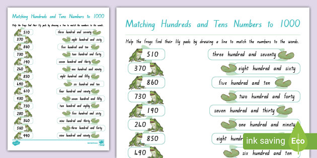 Stage 5 Matching Hundreds and Tens Numbers to 1000