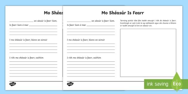 Mo Shéasúr Is Fearr - Leathanach Oibre