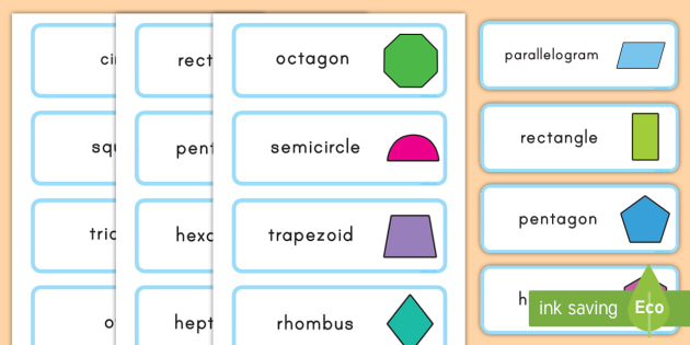2D Shape Word Cards (teacher made)