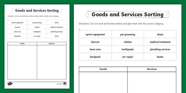 Goods and Services Activities | twinkl.com