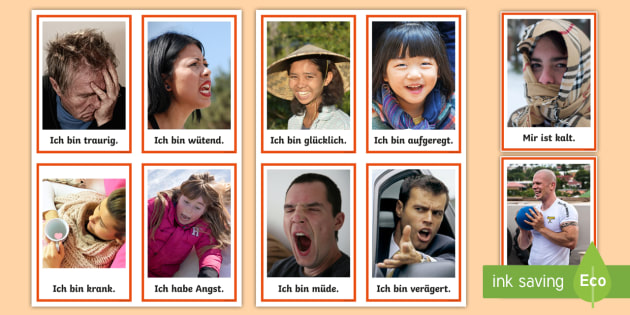 Feelings and Emotions Flashcards - German - Emotions, Feelings