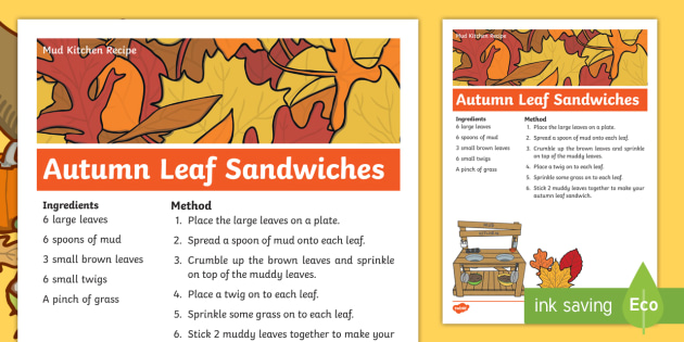 * NEW * Autumn Leaf Sandwiches Mud Kitchen Recipe - Early Years