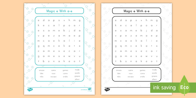 Magic e With a-e Words Word Search (teacher made)