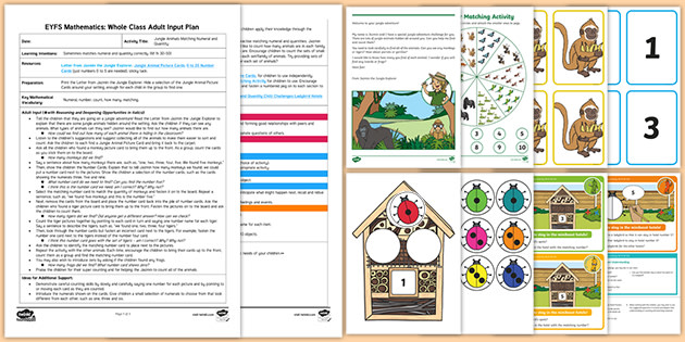 EYFS Maths: Jungle Animals Matching Numeral and Quantity Whole Class Adult