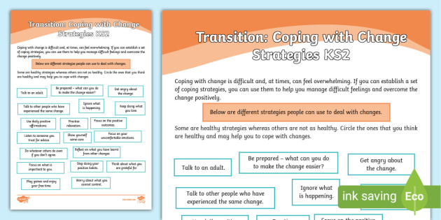 Transition: Coping with Change Strategies KS2 (Teacher-Made)