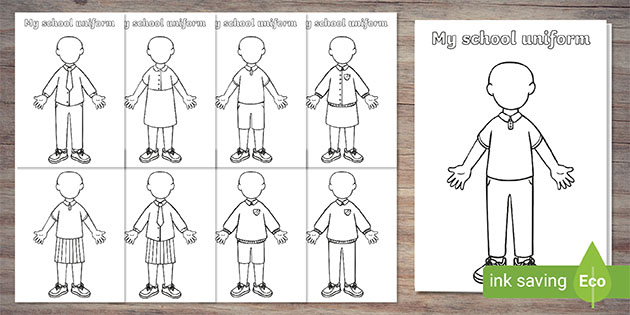 My School Uniform Colouring Cards | Twinkl Party