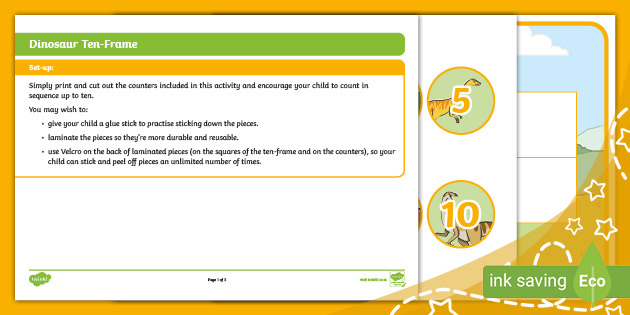 👉 Dinosaur Ten-Frame (teacher made)