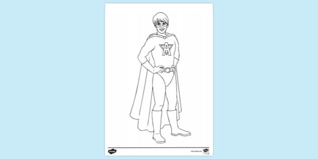 Superhero Man Colouring | Colouring Sheets