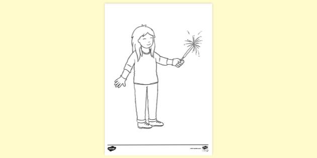 FREE! - Child With Sparkler Colouring Sheets | Colouring Pages