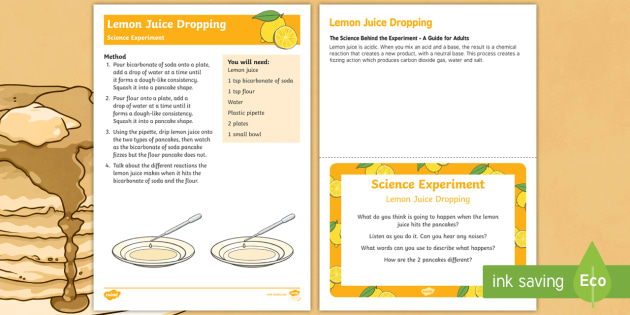 Lemon Juice Dropping Science Experiment and Prompt Card Pack