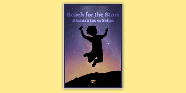 Reach For The Stars Motivational Poster Spanish Translation--translation