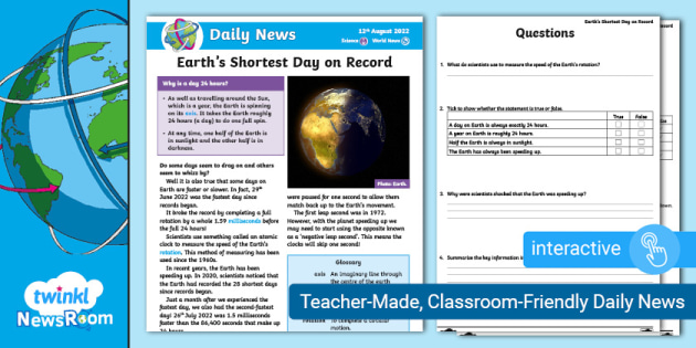 Earth's shortest day | Twinkl Resources (Teacher-Made)