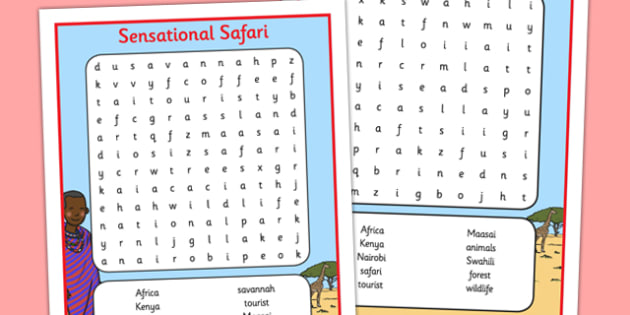 Sensational Safari Kenya Word Search