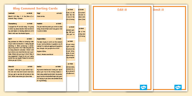 Leaving A Blog Comment Sorting Cards