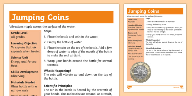 Jumping Coins Science Experiment (teacher made)
