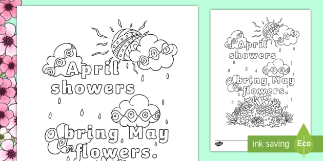 April Showers Bring May Flowers Coloring Pages