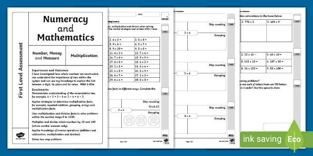 First Level Numeracy And Mathematics Assessment Multiplication