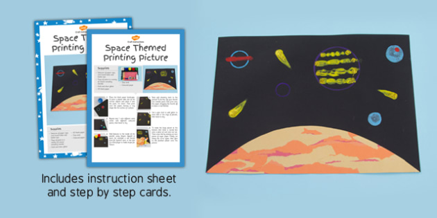Space Themed Printing Picture Craft Instructions - spaceship