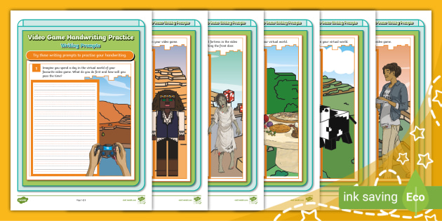 Video Game Handwriting Practice - Writing Prompts