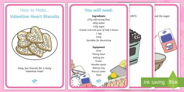 FREE! - Valentine's Day Iced Heart Biscuits Recipe Cards
