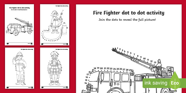 FREE! - Firefighter Dot to Dot Activity - Worksheets - Twinkl
