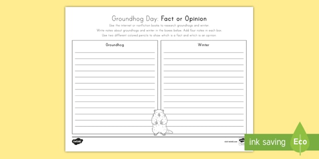 Groundhog Day Fact or Opinion Activity (teacher made)