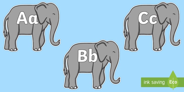 A-Z Alphabet on Elephants to Support Teaching on Elmer - A-Z, A4, display