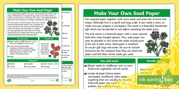 Make Your Own Seed Paper (teacher made)