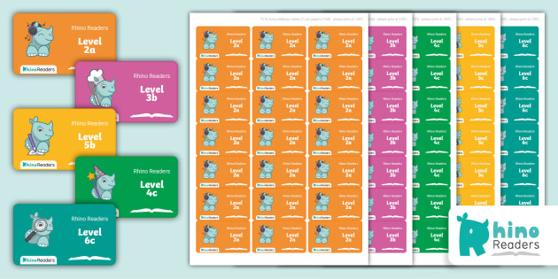 Rhino Readers Levels 2 - 6 Book Cover Stickers: Bumper Pack