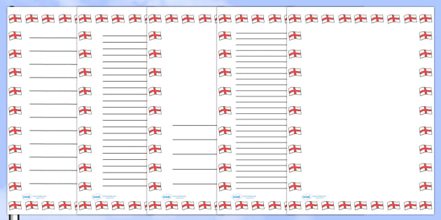 St George's Flag Portrait Page Borders- Portrait Page Borders