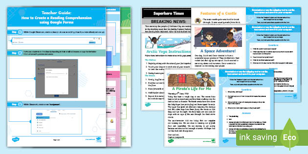 Google Classroom Reading Comprehension Pack (teacher made)