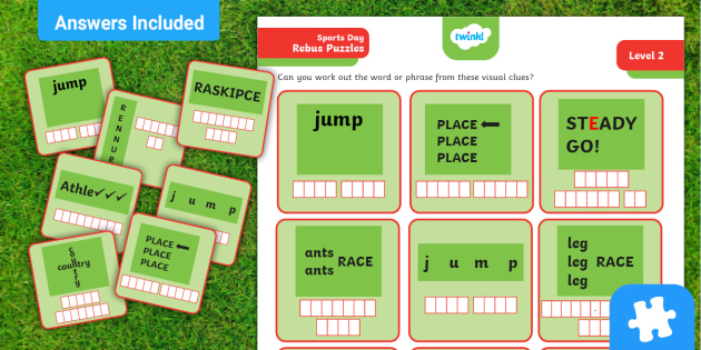 Sports Day Fun Rebus Puzzle Cards - Twinkl - Kids Puzzles