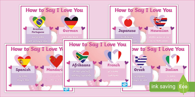 How To Say I Love You in Different Languages Display Posters