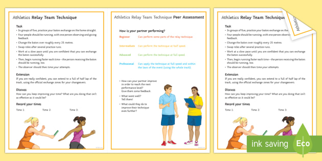 Athletics: Relay Team Task Techniques Card (teacher made)