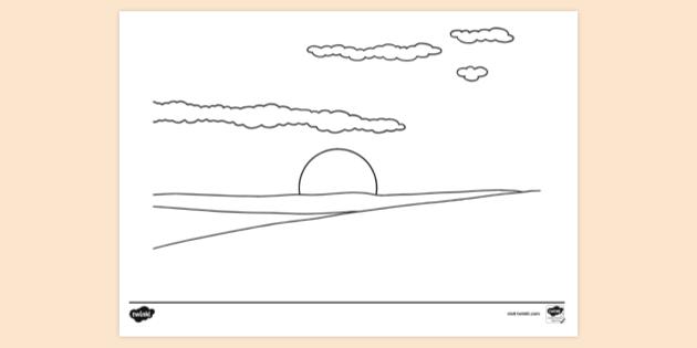 Sunset Colouring Sheet | Colouring Sheets