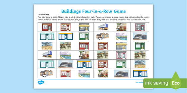 French Buildings Four-in-a-Row Game (teacher made)