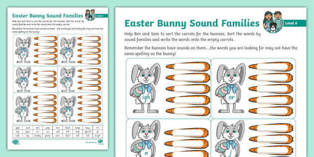 Twinkl Phonics Level 6 Easter Bunny Sound Families