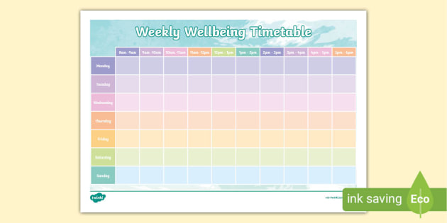 Weekly Wellbeing Timetable (teacher made)