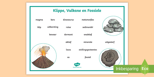 Klippe, Vulkane en Fossiele Woordmat (teacher made)