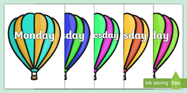 FREE! - 👉 Days of the Week on Hot Air Balloons (stripes)