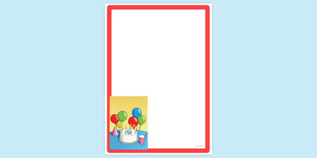 FREE! - Birthday Party Page Border | Page Borders | Twinkl