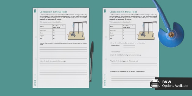 GCSE Conduction in Metal Rods Worksheet (teacher made)