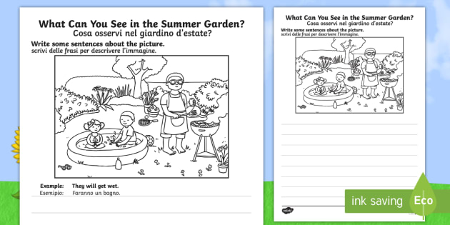Summer Garden Writing Stimulus Picture English/Italian
