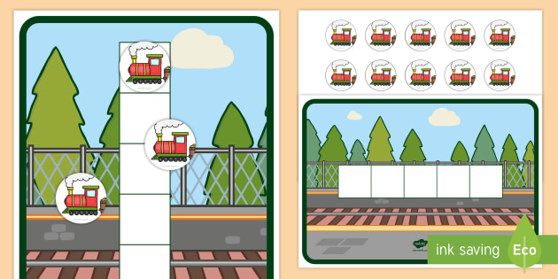 Five Little Trains Five Frame and Counters Activity
